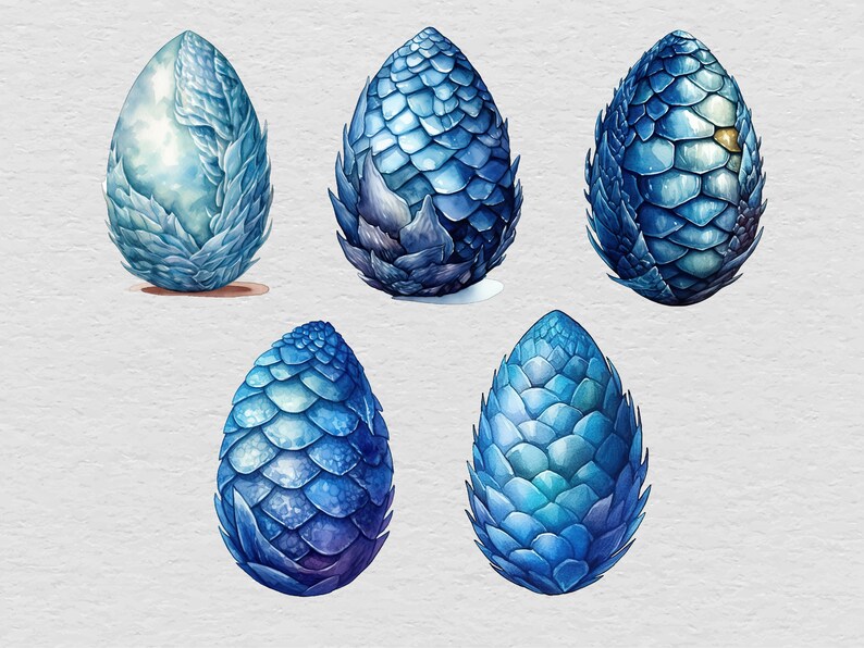 Blue Dragons Watercolour Clip Art Set 16 Designs Transparent PNG Commercial Use Fantasy, Blue ...