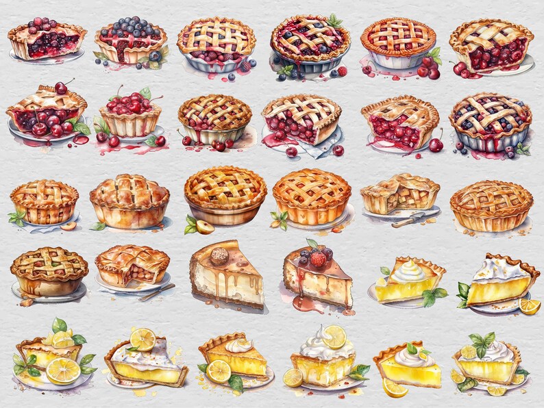 Sweet Treats Watercolour Mega Clip Art Set 215 Designs Transparent PNG ...