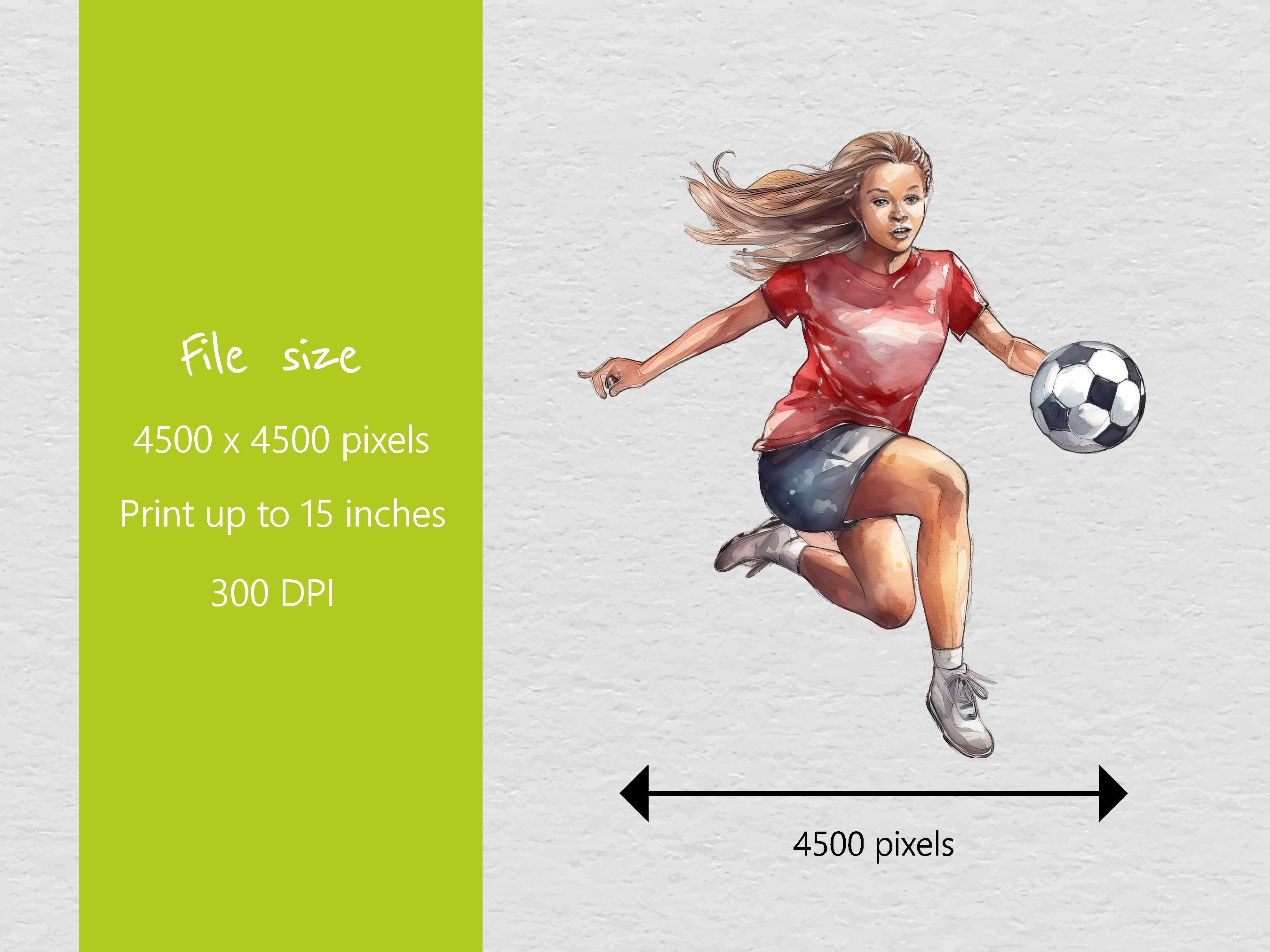 Female Footballers Watercolour Clip Art Set- 24 Designs - Transparent ...