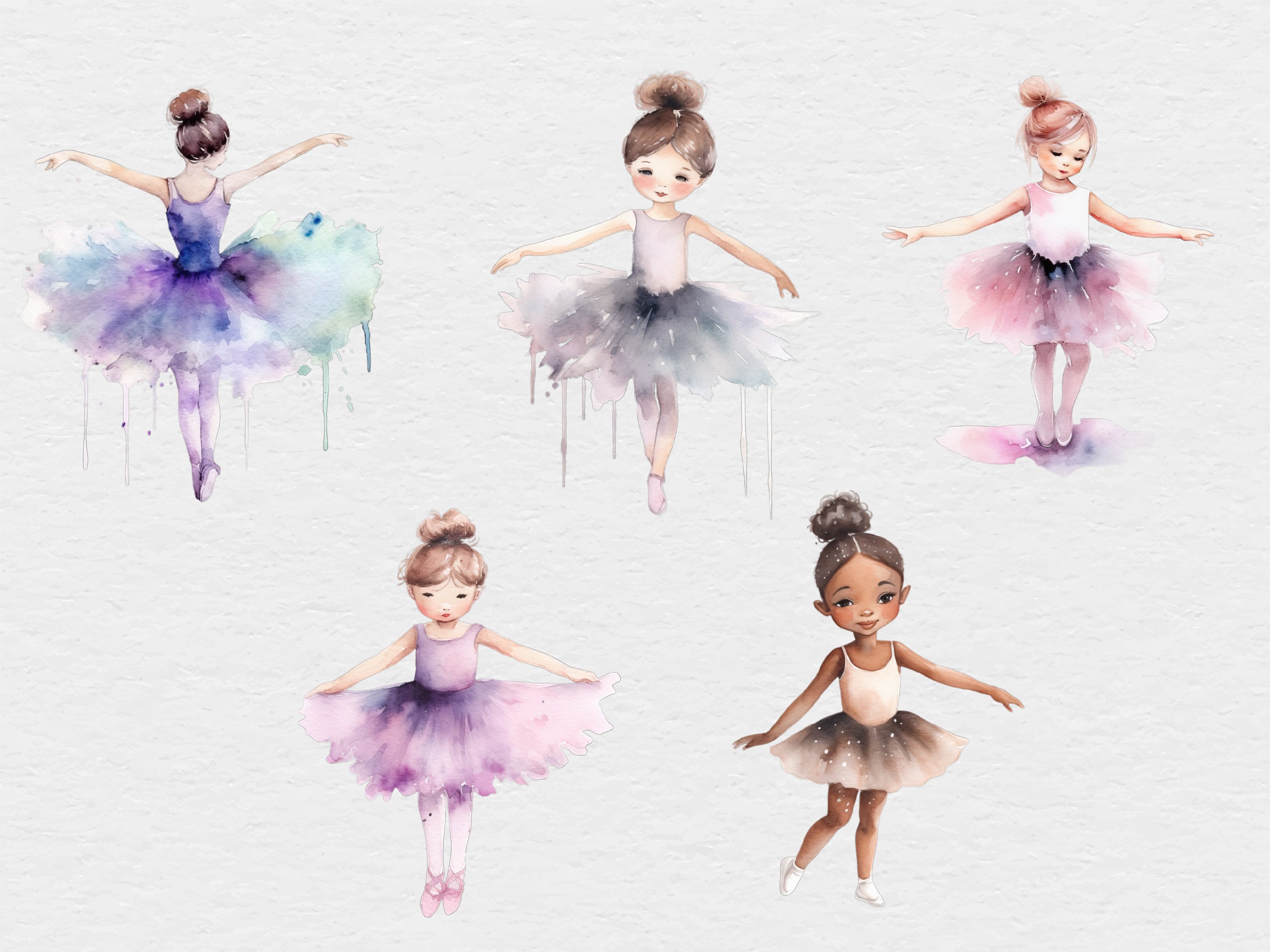 Little Ballerinas Clip Art Set of 10 Designs Transparent Pngs Instant ...
