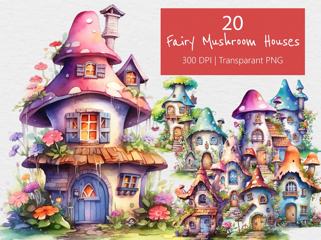 Magical Fairies Mushroom Houses Clip Art - Set of 18 Designs ...