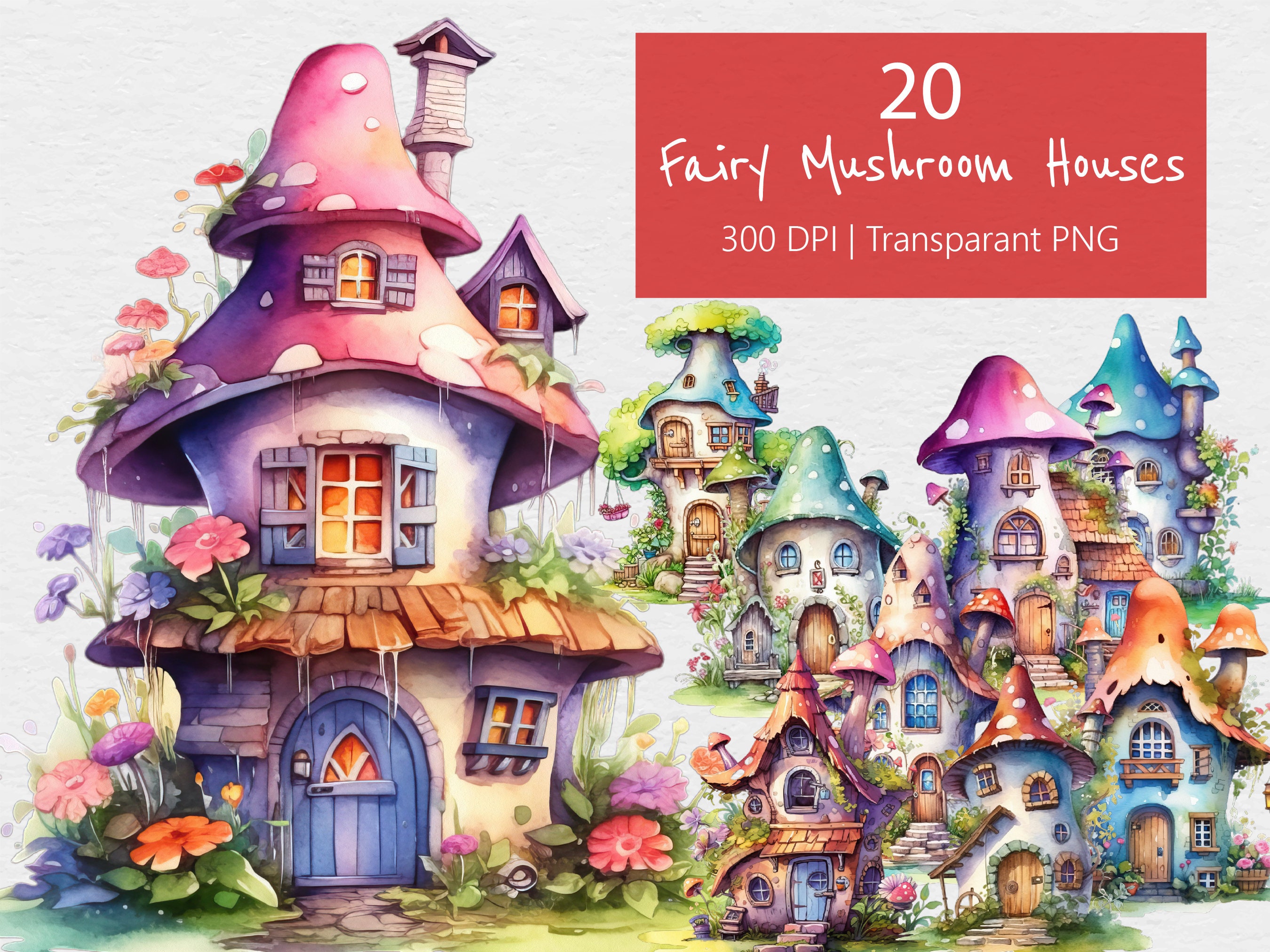 Magical Fairies Mushroom Houses Clip Art - Set of 18 Designs ...