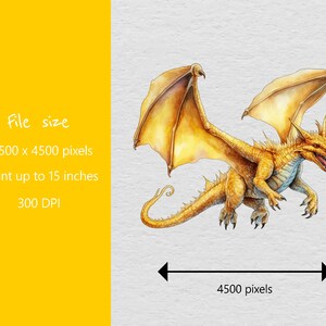 Yellow Dragons Watercolour Clip Art Set 32 Designs Transparent PNG ...