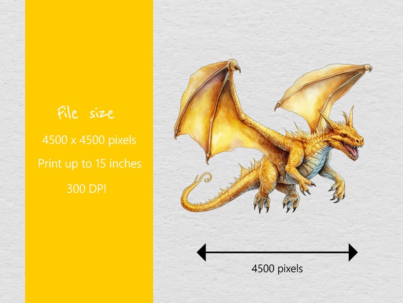 Yellow Dragons Watercolour Clip Art Set 32 Designs Transparent PNG ...