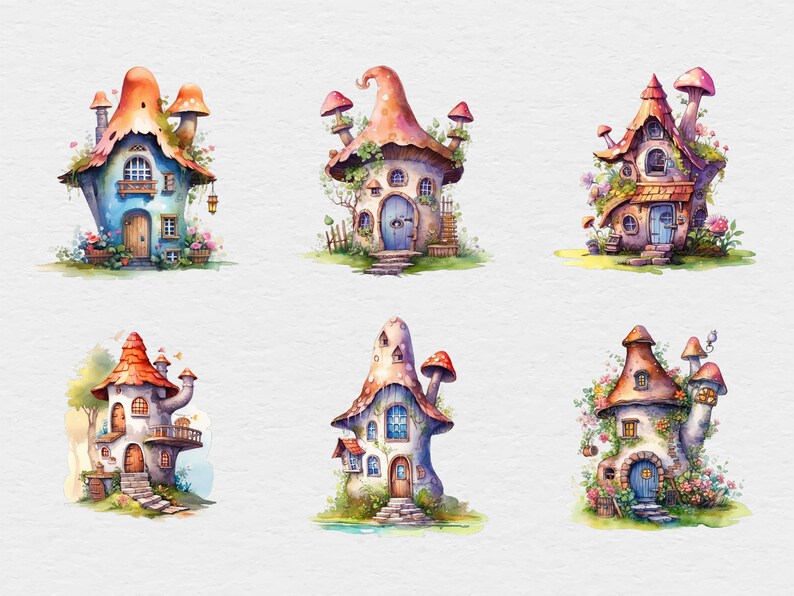 Magical Fairies Mushroom Houses Clip Art - Set of 18 Designs ...