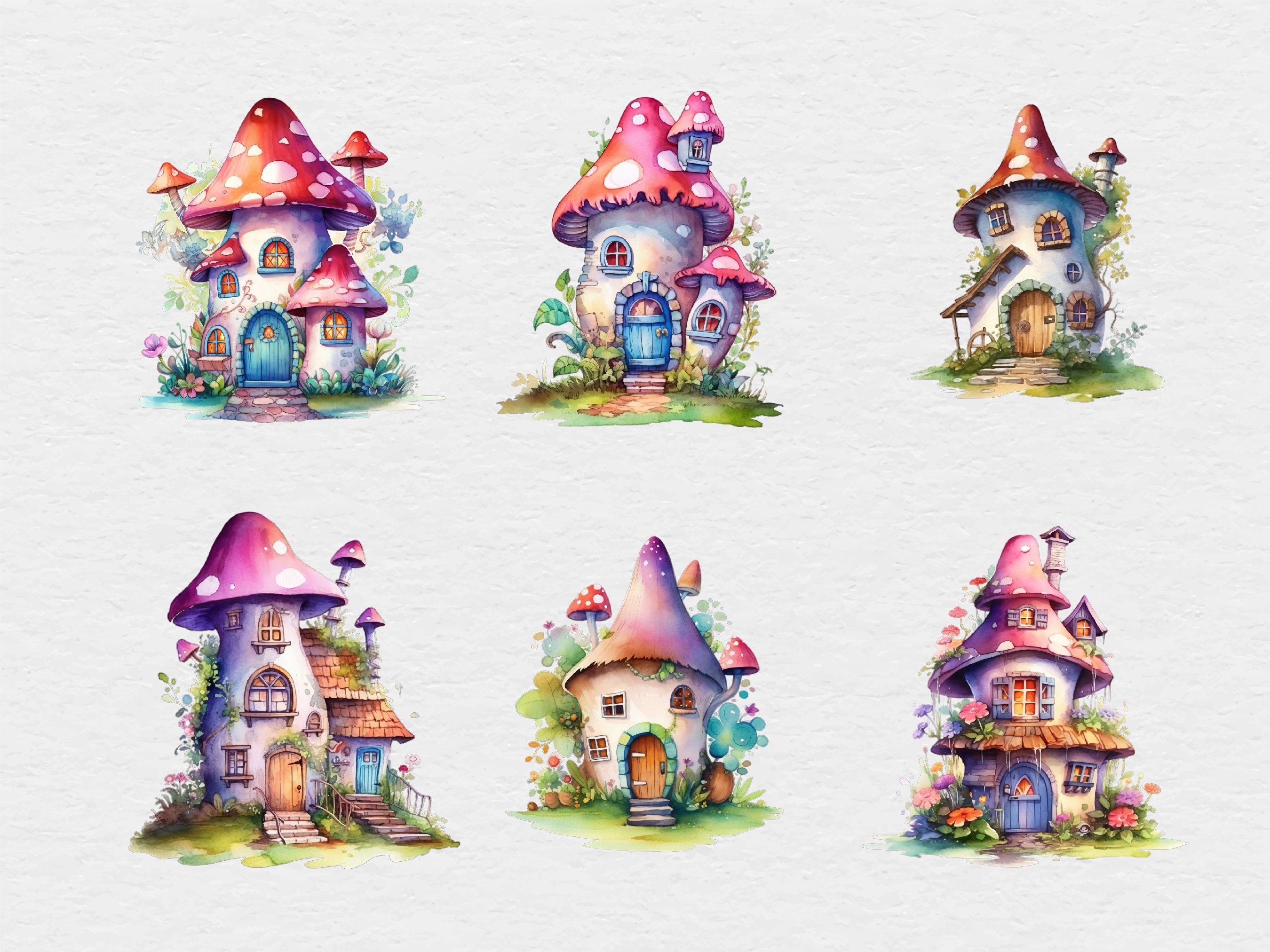 Magical Fairies Mushroom Houses Clip Art - Set of 18 Designs ...