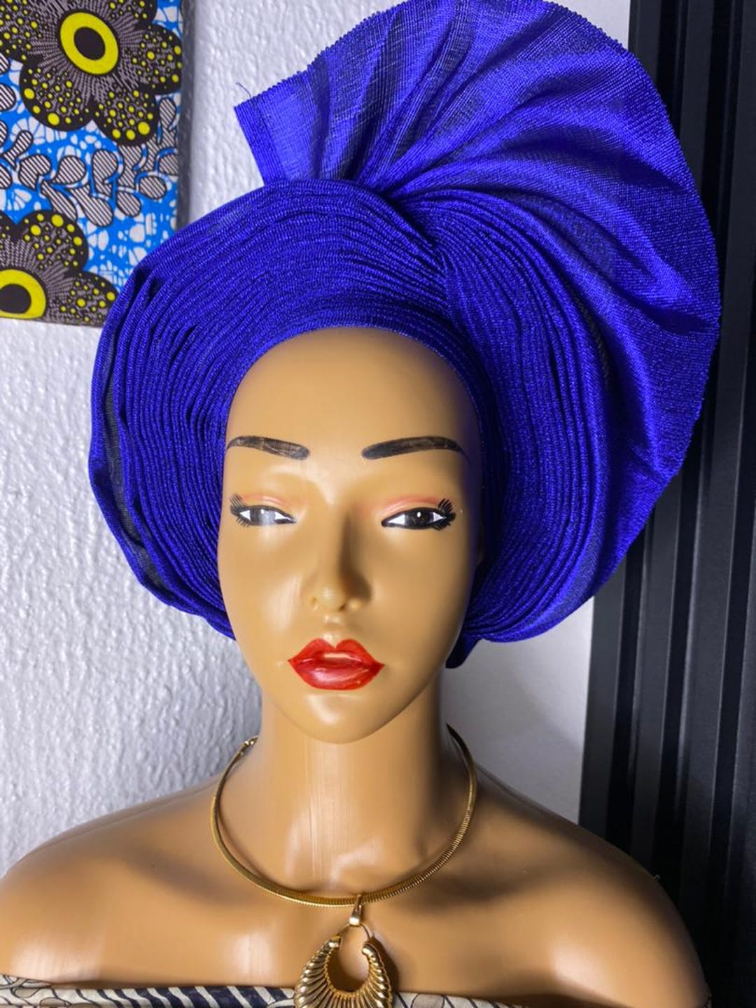 Aso Oke Autogele for Ladies Blue Color, Ready to Wear for All Your ...