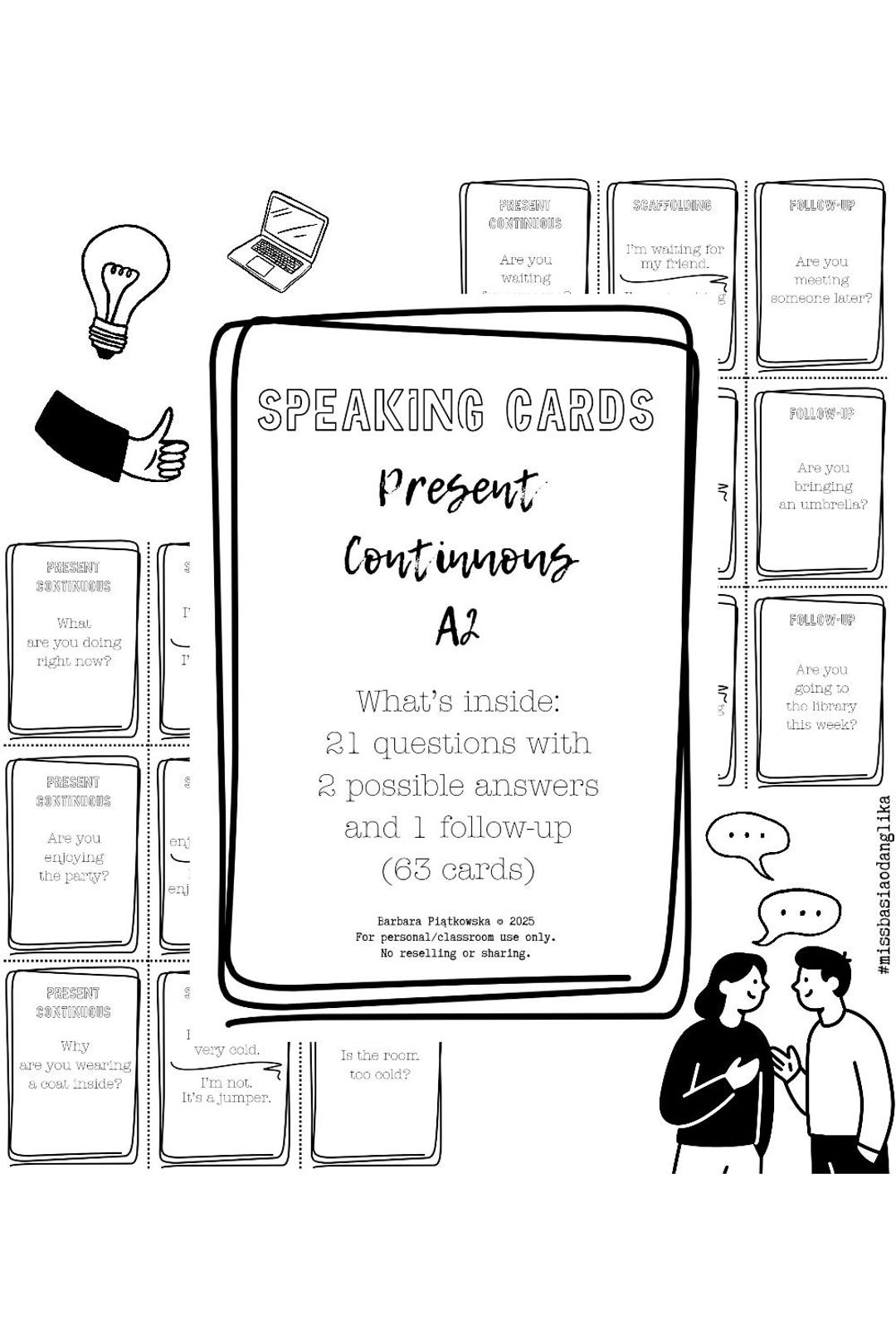 Speaking Cards - Present Continuous - A2 - Etsy