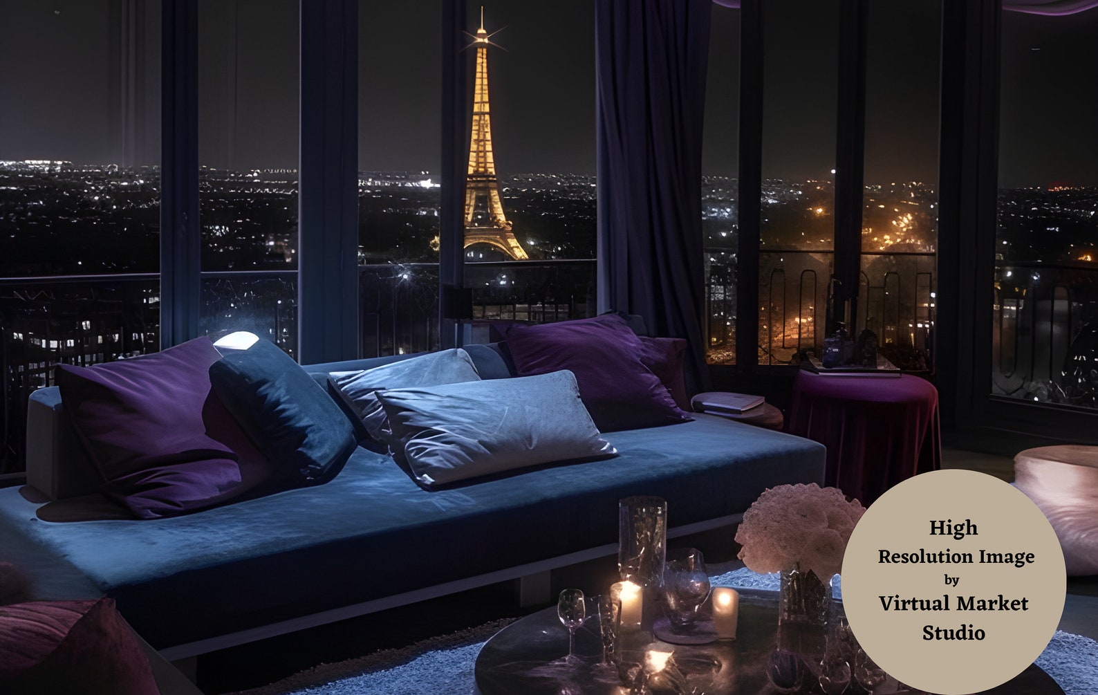 Zoom Virtual Background Paris Night View Background | Virtual Workspace ...