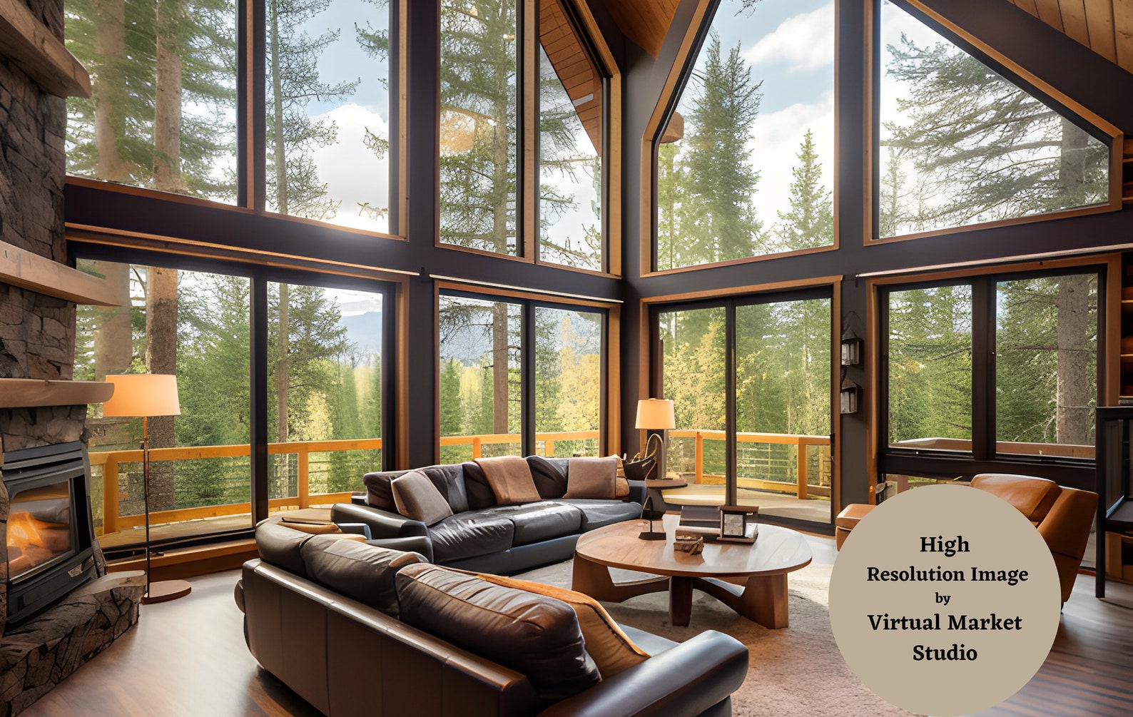 Zoom Virtual Background Amazing Cabin House Living Room: Elevate Your ...