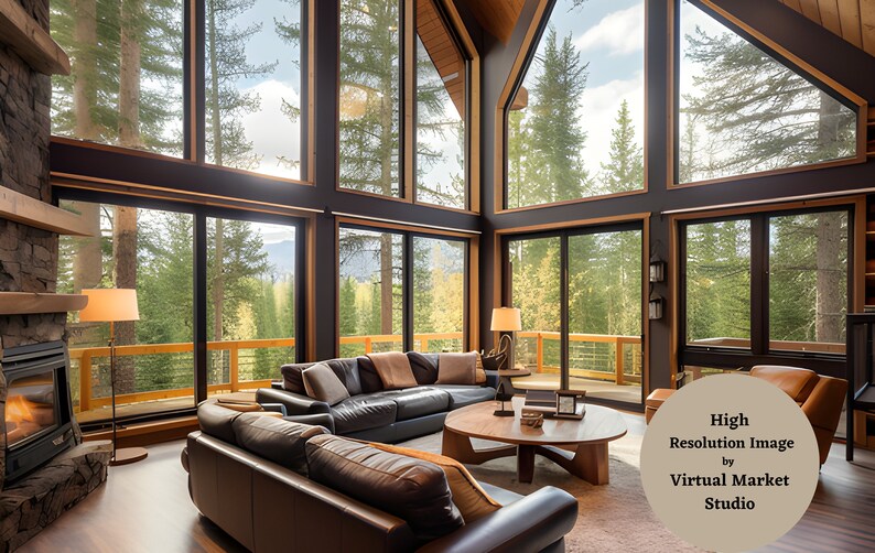 Zoom Virtual Background Amazing Cabin House Living Room: Elevate Your ...