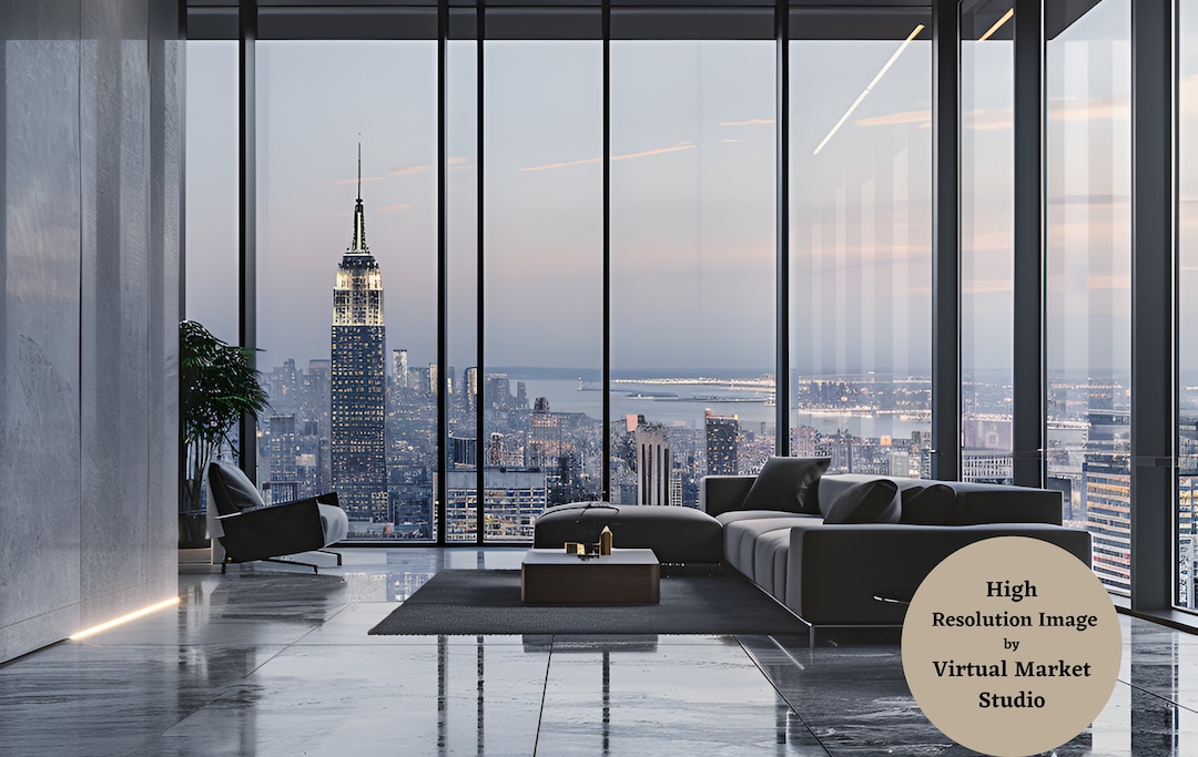 Zoom Background Virtual Background Living Room With Amazing Skyscraper ...