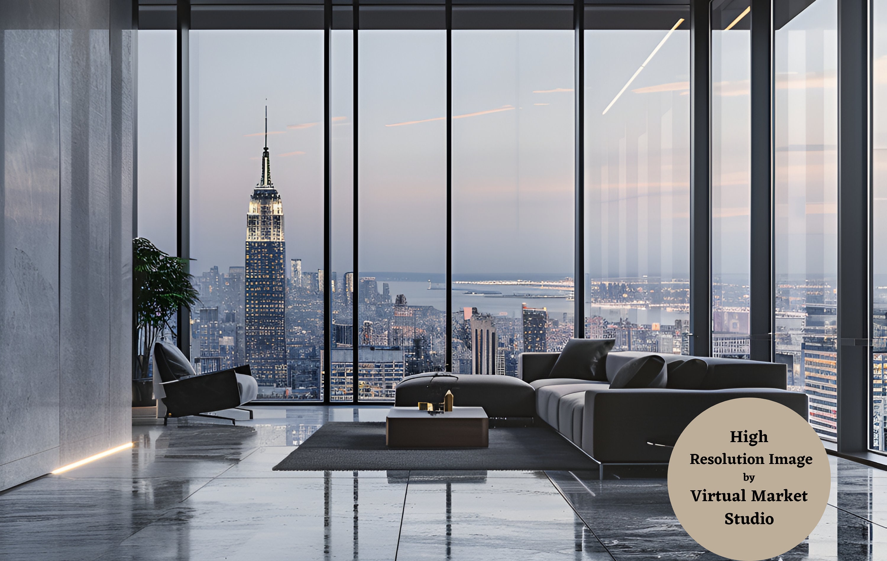 Zoom Background Virtual Background Living Room With Amazing Skyscraper ...