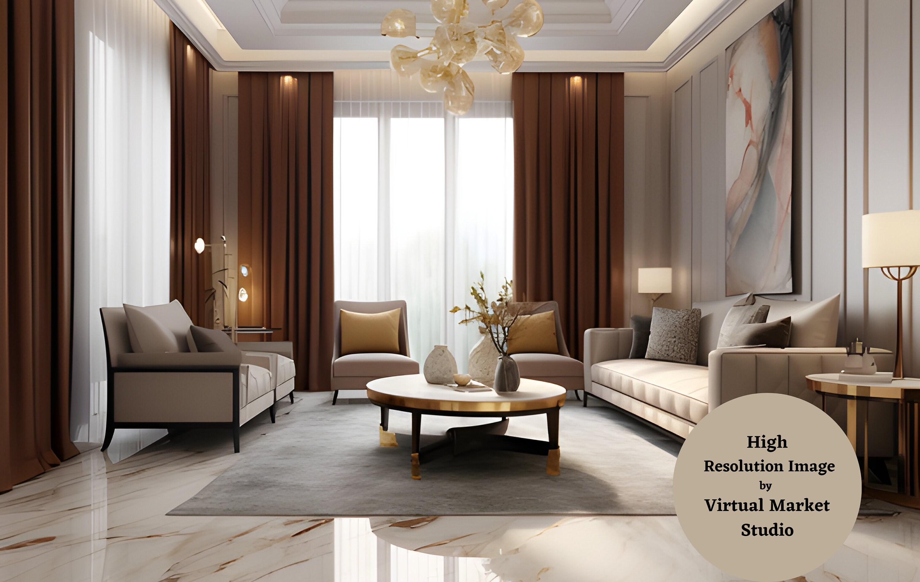 Zoom Background Luxury Modern Living Room With Marble Floor | Elevate ...