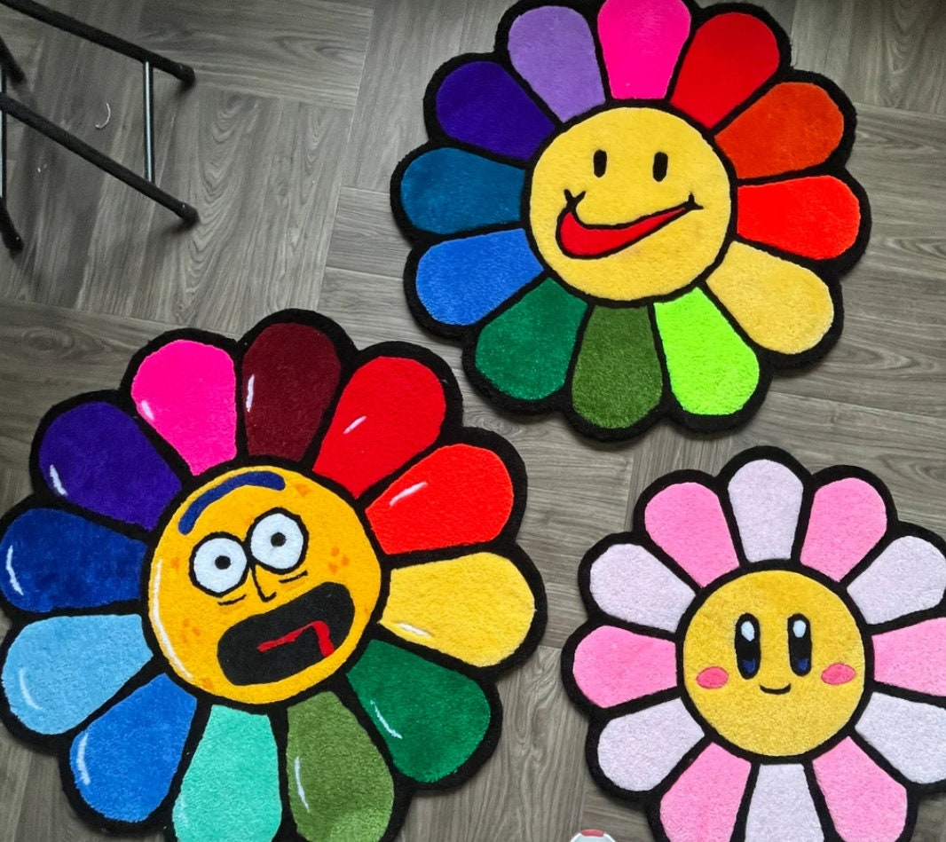 Takashi Murakami Flower Tufted Rug Kirby Rug Rick Morty Rug Nike Rug - Etsy