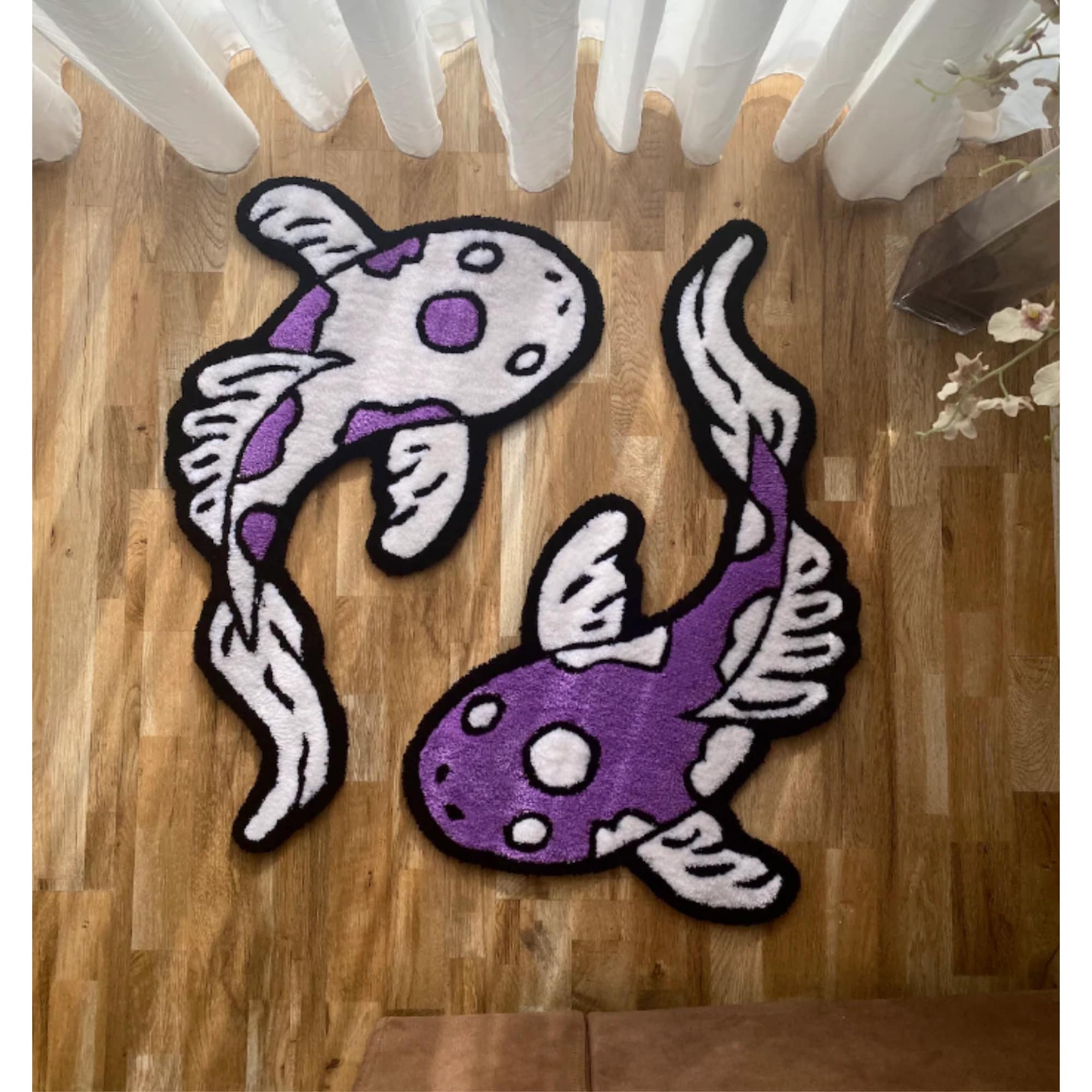Koi Yin Yang Fish Rug - Custom Asian Tufted Rug - Etsy