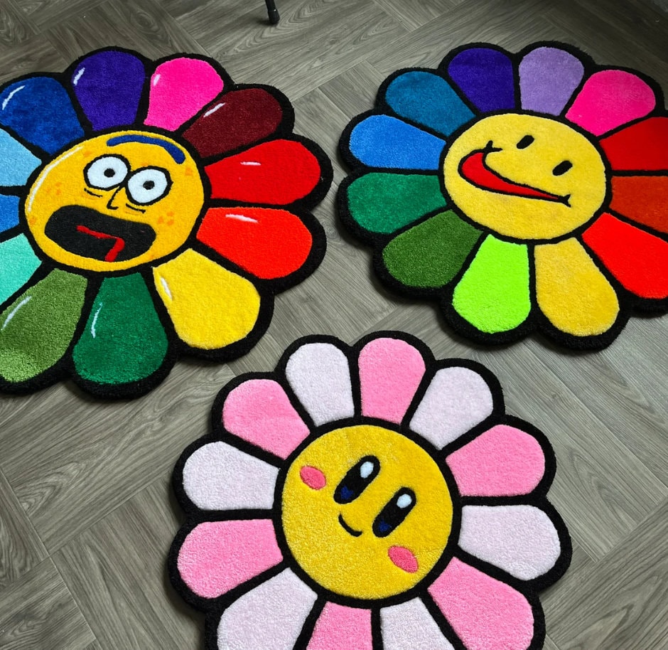 Takashi Murakami Flower Tufted Rug Kirby Rug Rick Morty Rug Nike Rug - Etsy
