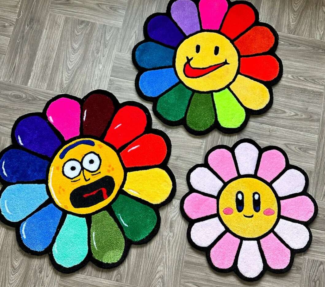 Takashi Murakami Flower Tufted Rug Kirby Rug Rick Morty Rug Nike Rug - Etsy