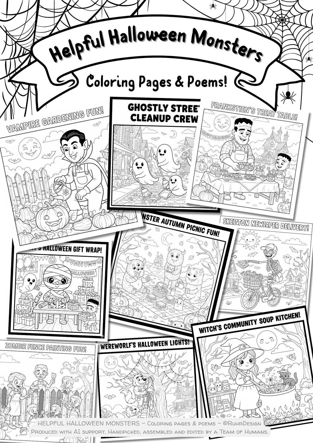 Helpful Halloween Monsters Coloring Book for Kids | Cute Monster ...