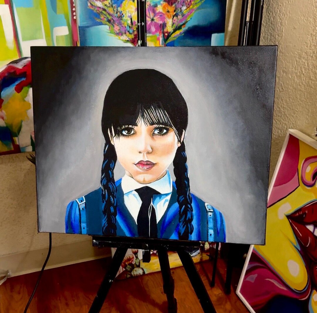 Wednesday Addams Original Painting, Gallery Wrapped Canvas, 16x20 , Fan ...