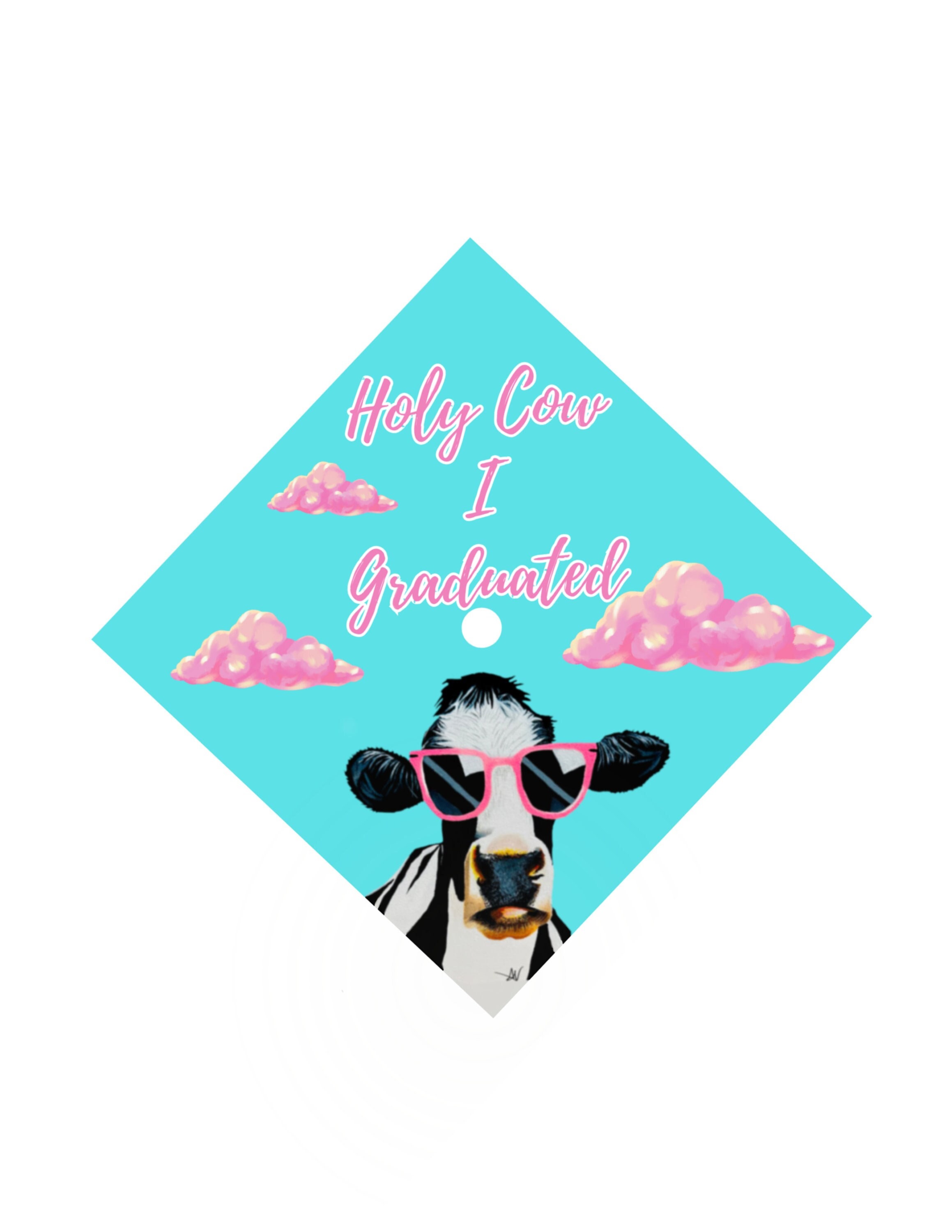 Cow Printed Graduation Cap Topper, Cute Cow Grad Cap Topper, Digital ...