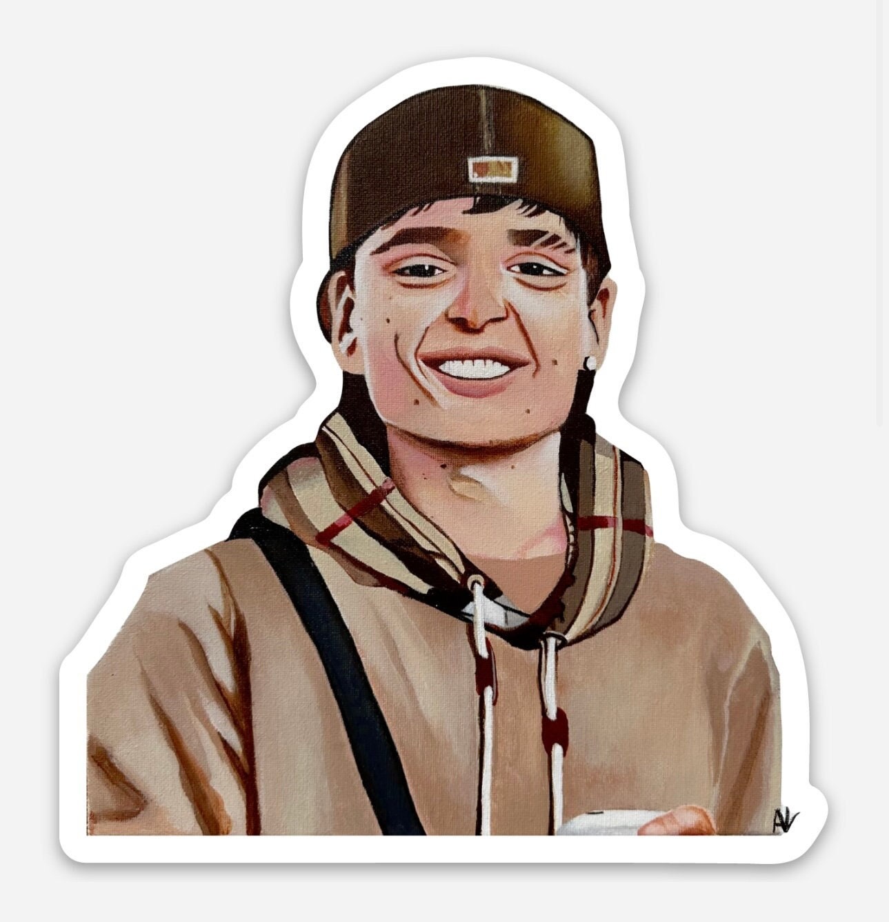 Peso Pluma Sticker, Portrait Painting of Peso Pluma , Water Proof ...