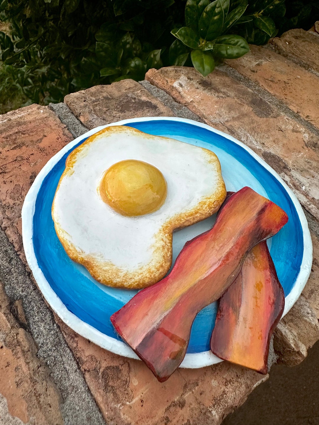 Eggs and Bacon Sculpture, Handmade, Gift Food Art, Clay Sculpture - Etsy
