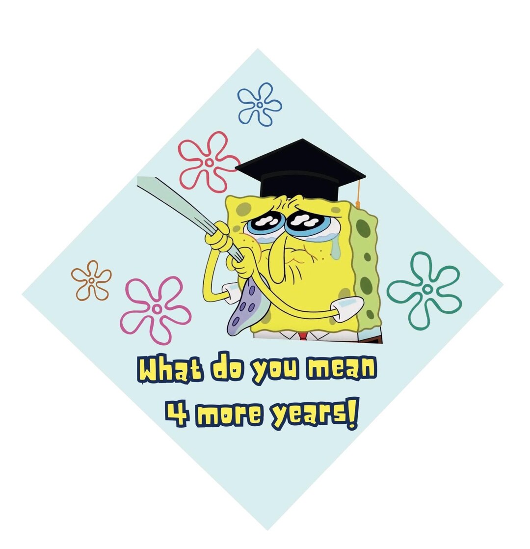 Spongebob Grad Cap, Funny Grad Cap, High Quality, Digital Premade Cap ...