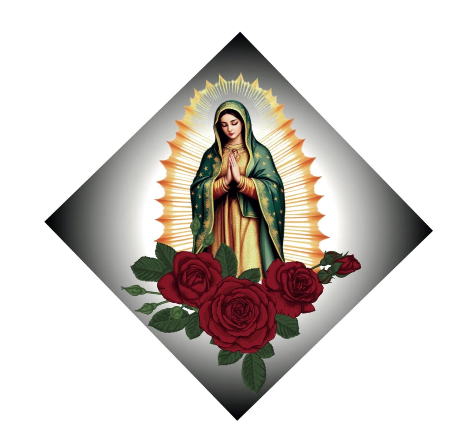 Virgin Mary Floral Printed Graduation Cap Topper, Virgencita Grad Cap ...