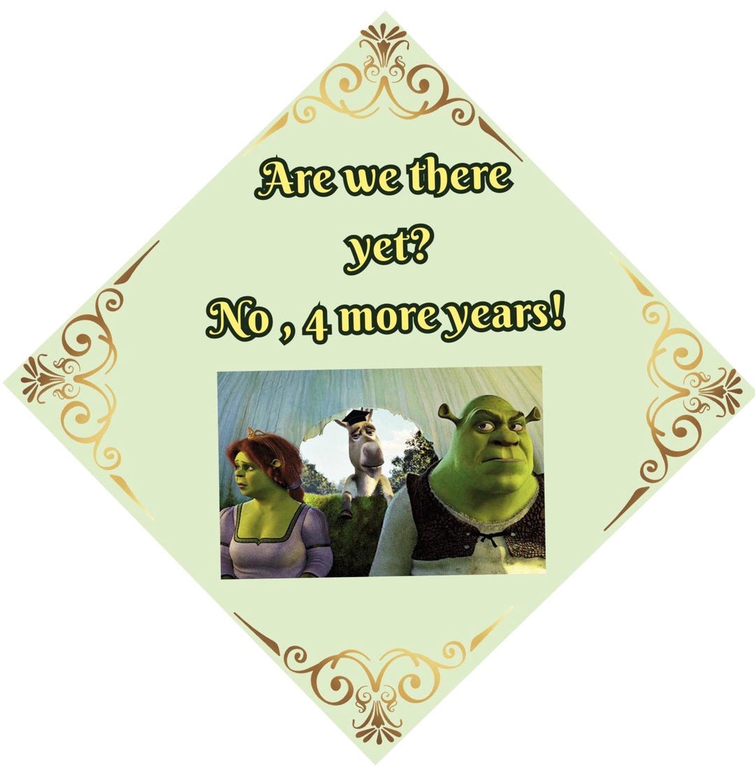 Shrek Grad Cap Topper, “are We There Yet?” High Quality Printed Topper ...