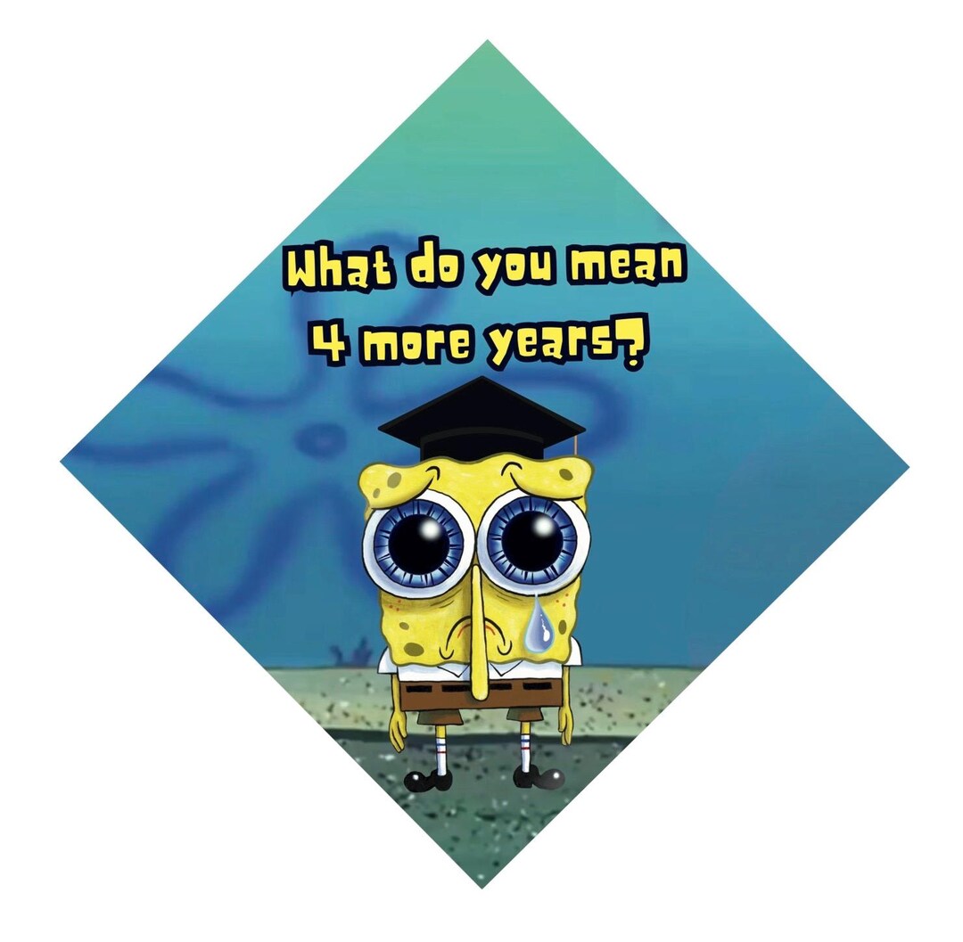 Spongebob Grad Cap, Funny Grad Cap, High Quality, Digital Premade Cap ...