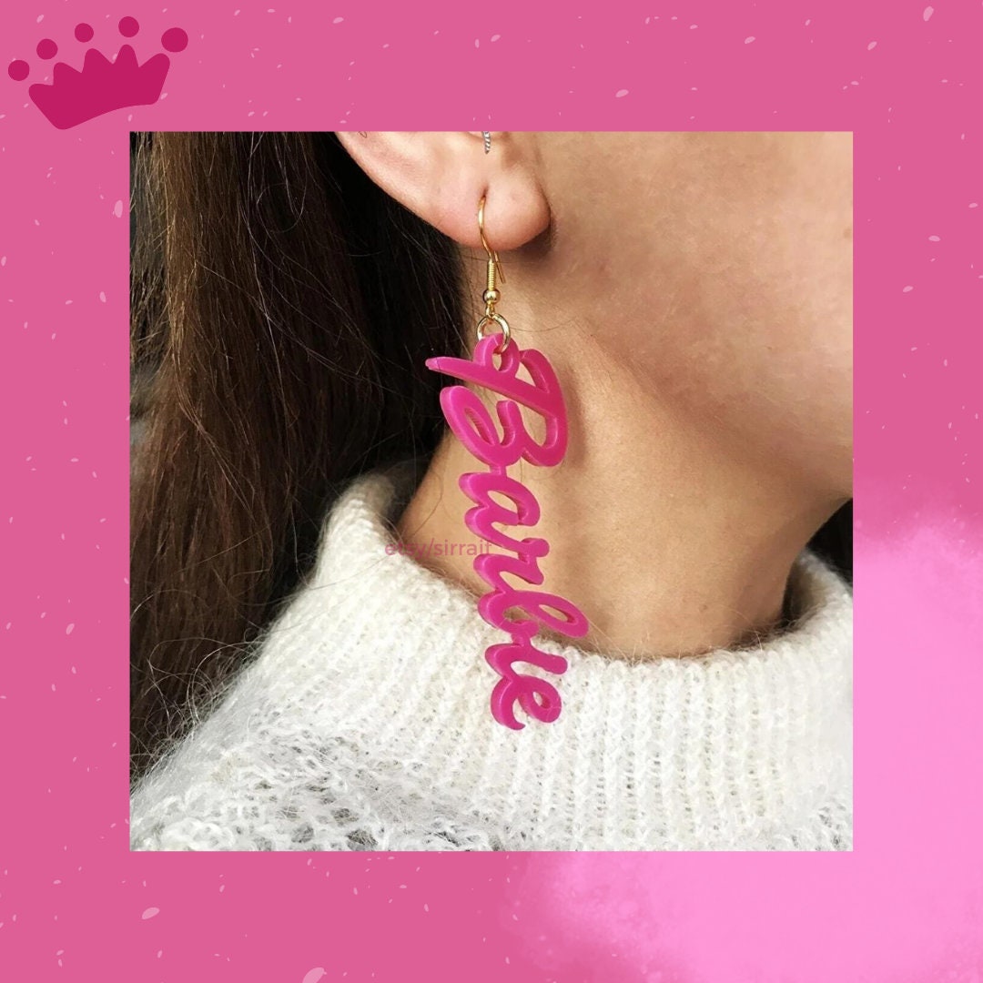 Barbie Movie Initial Earrings Ryan Gosling Barbie and Ken - Etsy