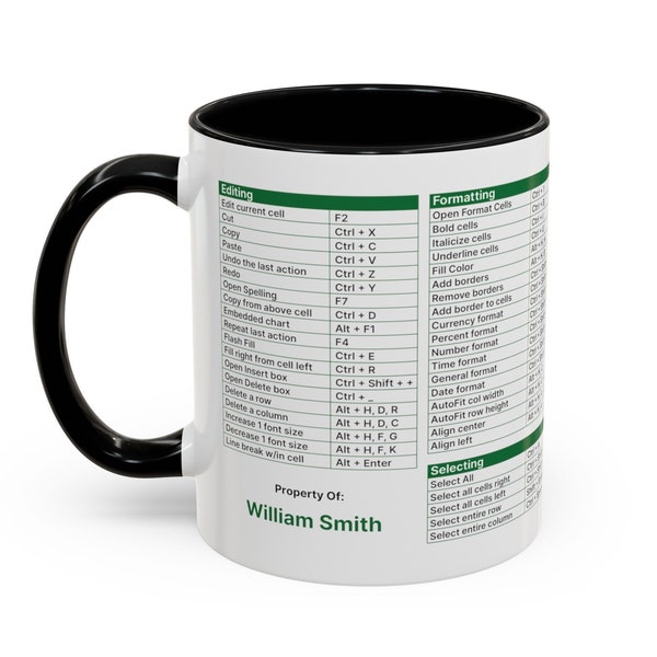Excel Shortcut Mug - Etsy