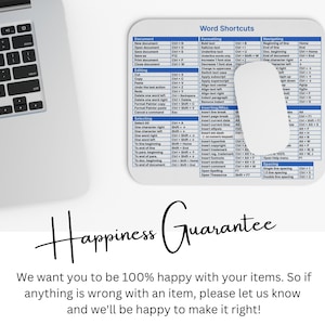 Word Shortcuts Mouse Pad With Grid, Easy to Read Keyboard Shortcuts for ...