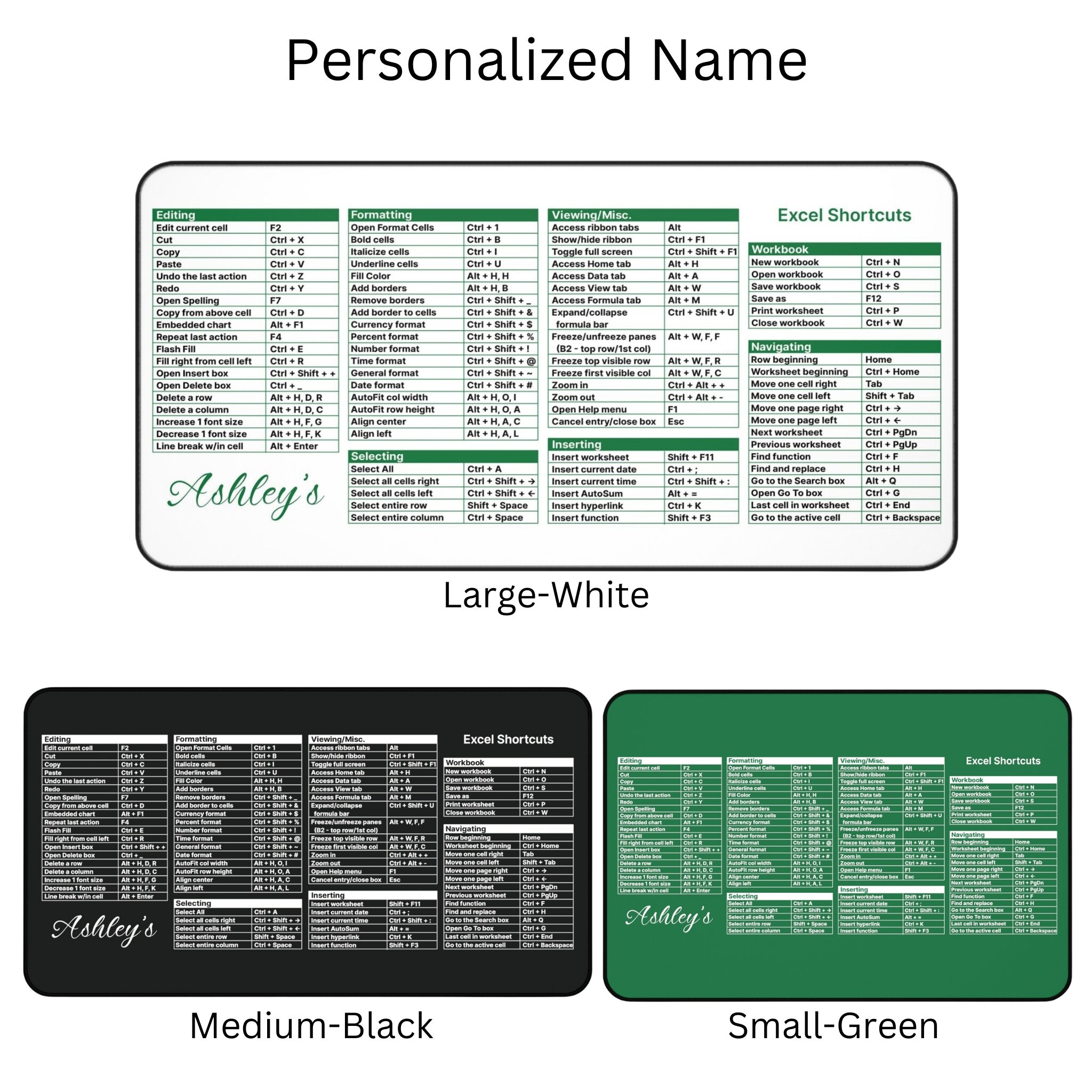 Excel Shortcuts Desk Mats, Keyboard Shortcuts, Excel Cheat Sheet ...