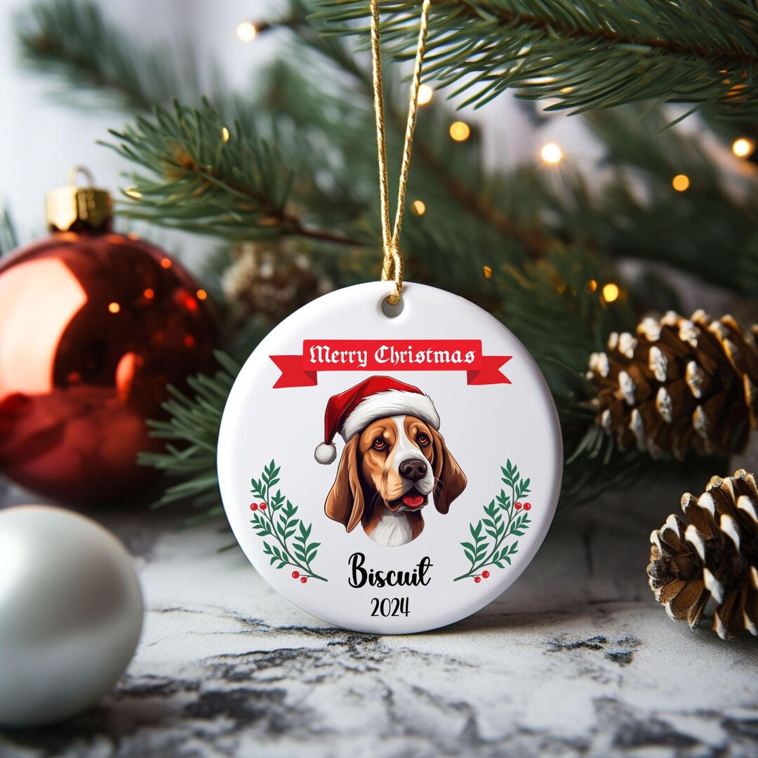 Beagle Christmas Ornament, Personalized Dog Christmas Ornament, Custom ...