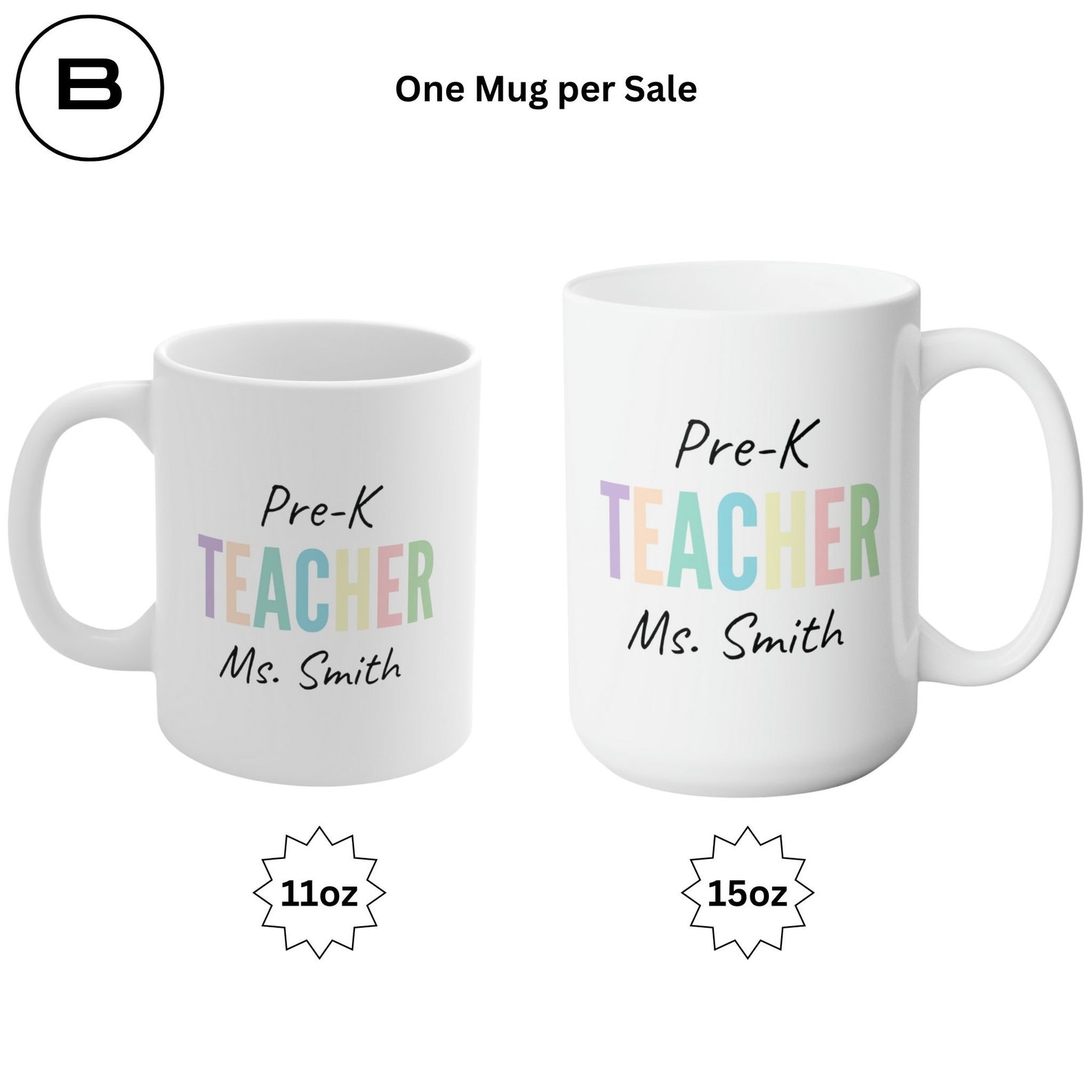 Personalized Pre-k Teacher Mug, Teacher Appreciation, Custom Teacher ...