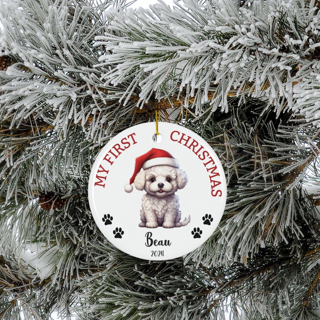 Bichon Frise First Christmas Ornament, Personalized Dog Christmas ...