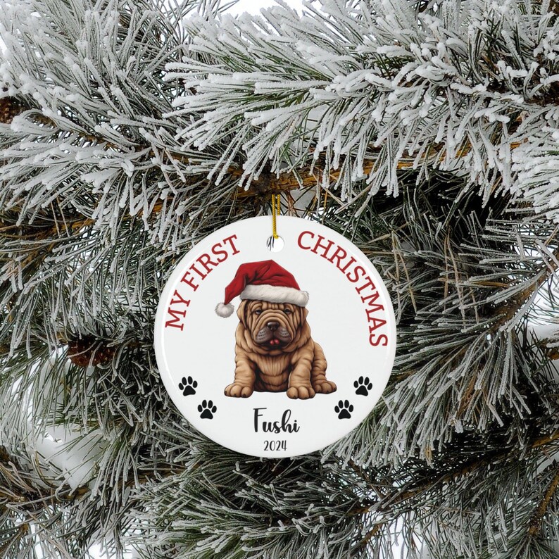 Shar Pei First Christmas Ornament, Personalized Dog Christmas Ornament ...