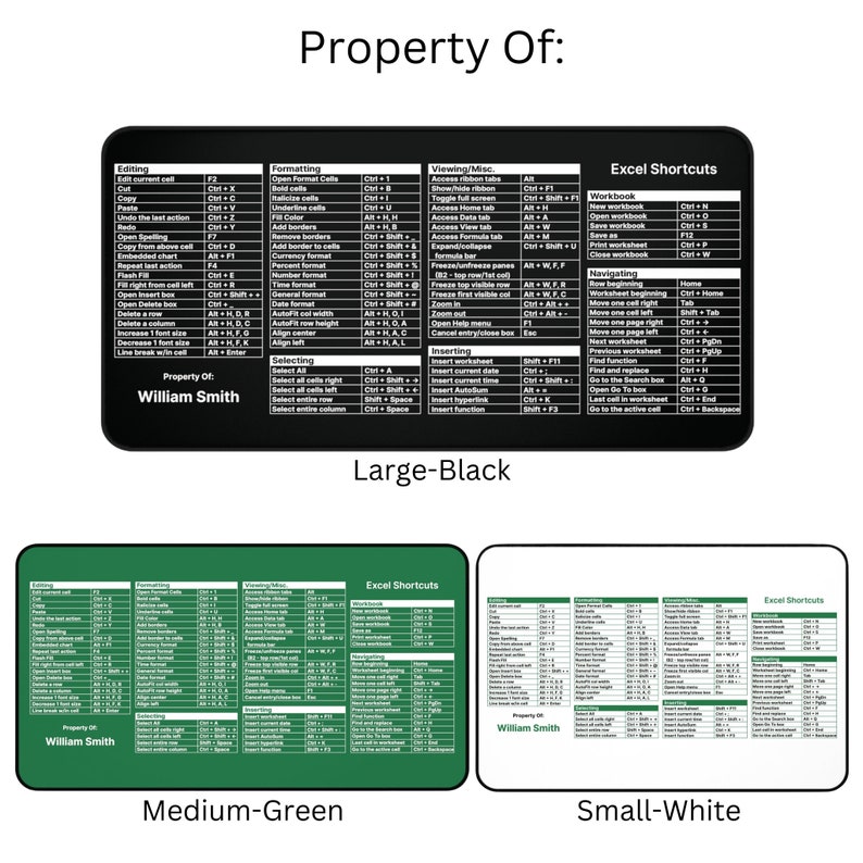 Excel Shortcuts Desk Mats, Keyboard Shortcuts, Excel Cheat Sheet ...