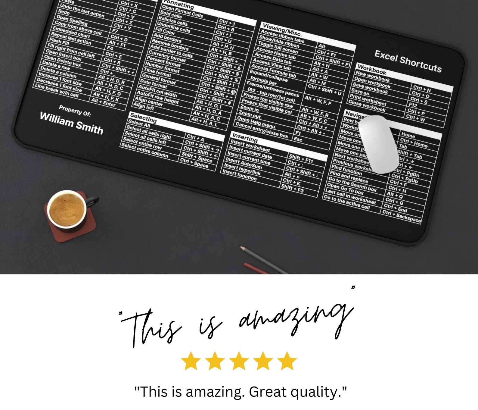 Excel Shortcuts Desk Mats, Keyboard Shortcuts, Excel Cheat Sheet ...