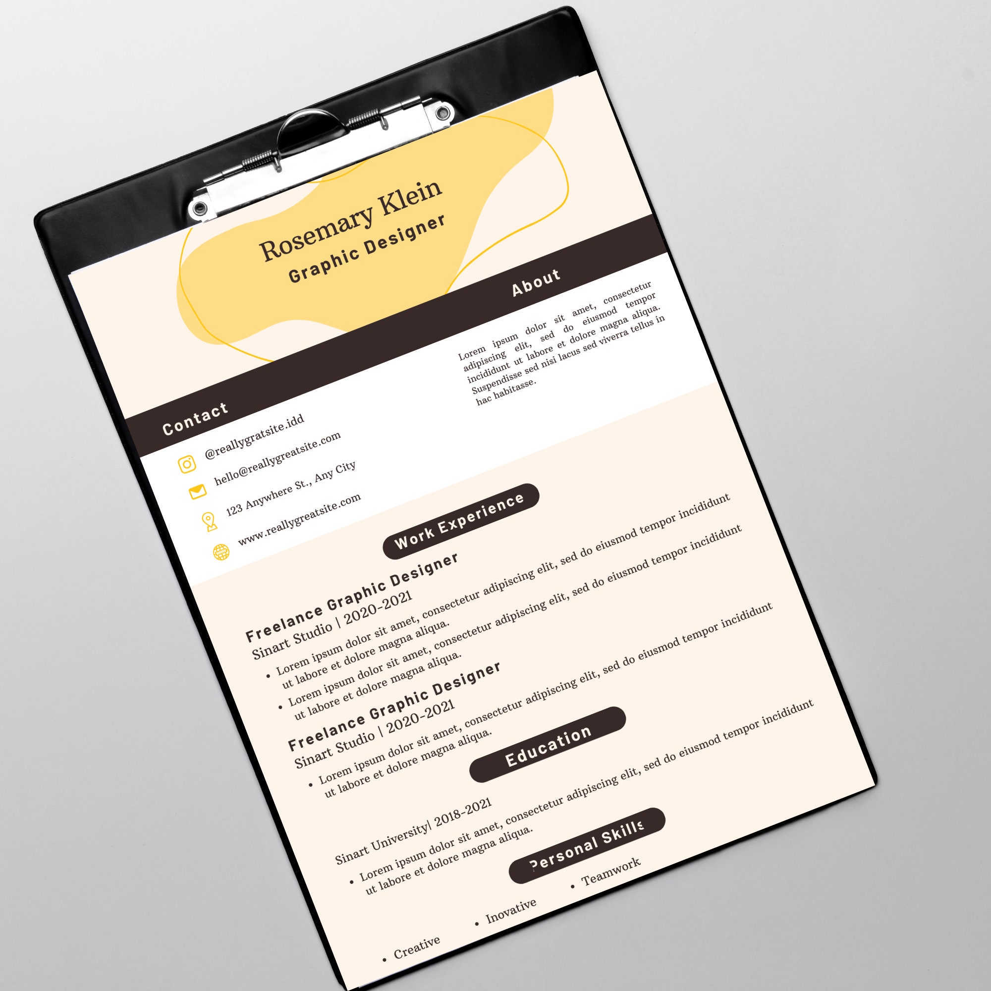 Minimalist Resume Cv Template| Crafty Resumes| Creative CV| Styled ...