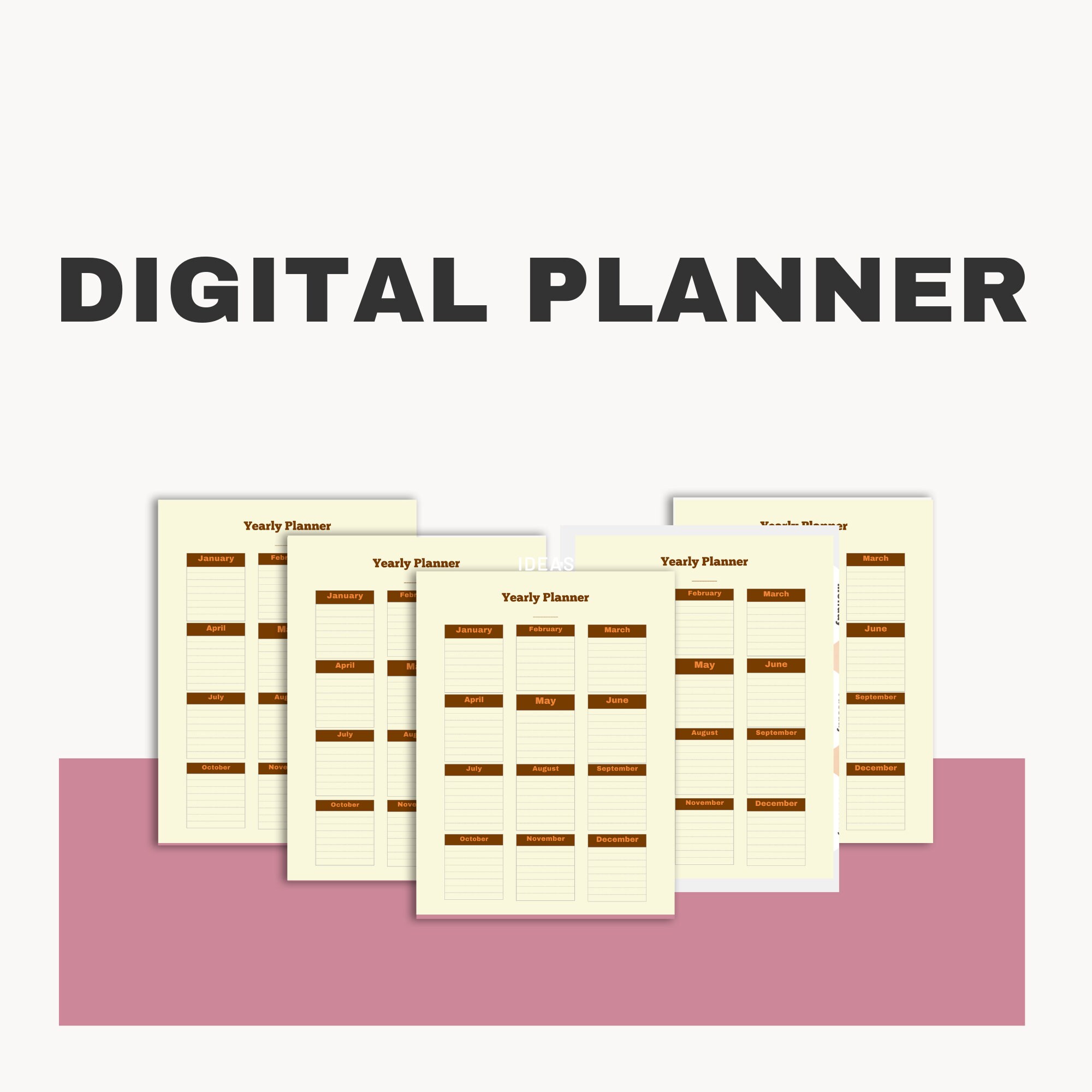 Yearly Overview Printable Planner, Yearly Planner, Year at a Glance ...