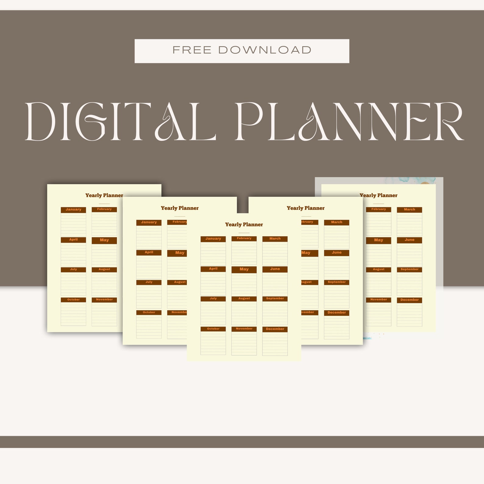 Yearly Overview Printable Planner Yearly Planner Year at a - Etsy