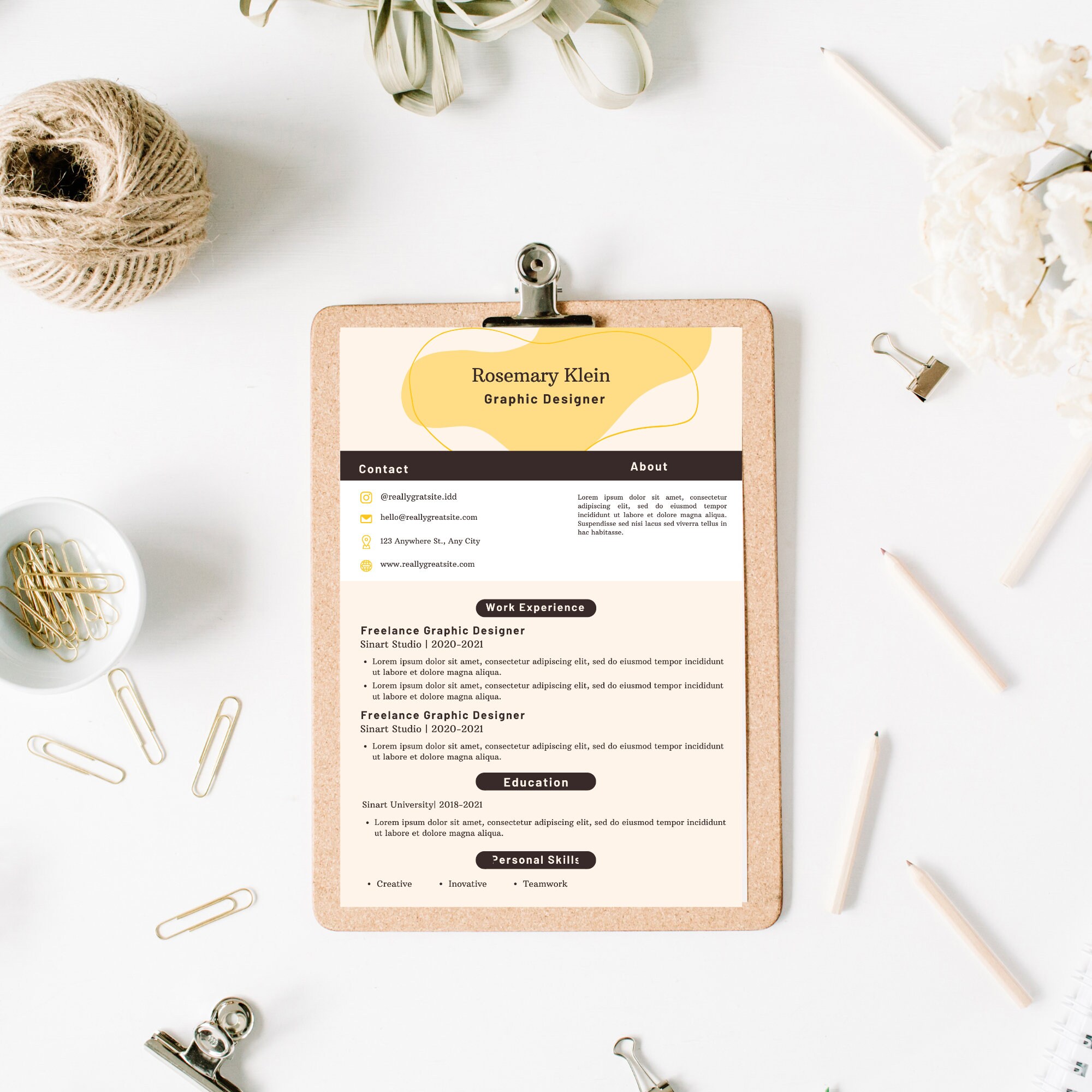 Minimalist Resume Cv Template| Crafty Resumes| Creative CV| Styled ...