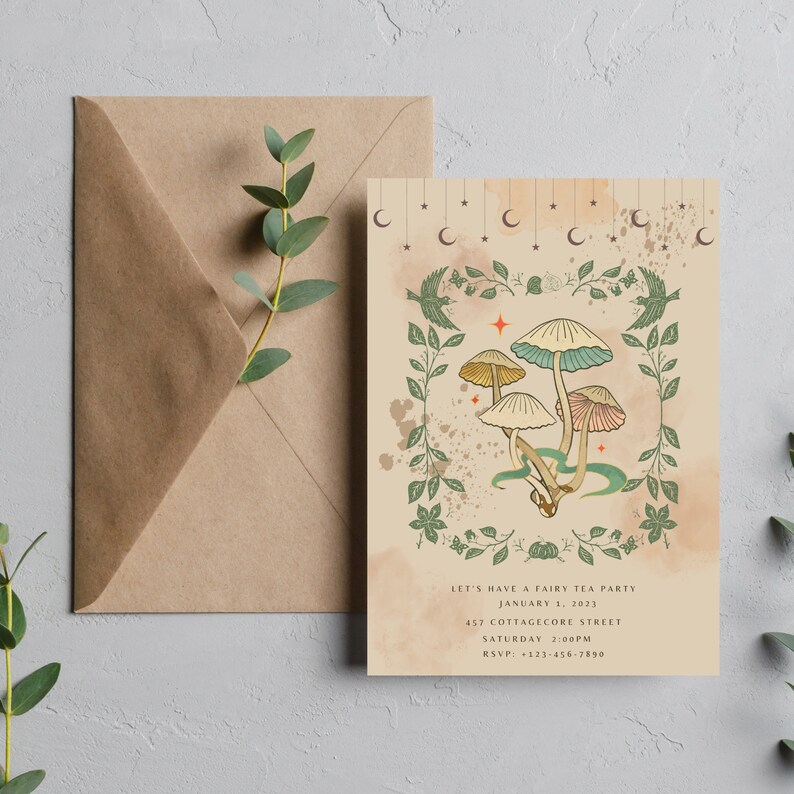 50 Printable Cottagecore Invitation Cards birthday Tea - Etsy