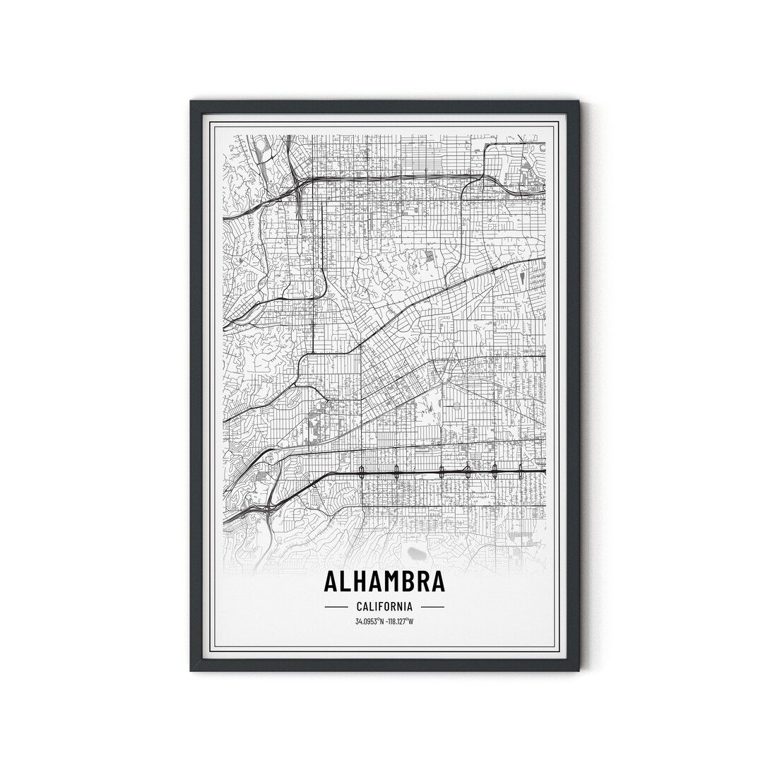Alhambra Map Print Poster Alhambra California Map Print - Etsy