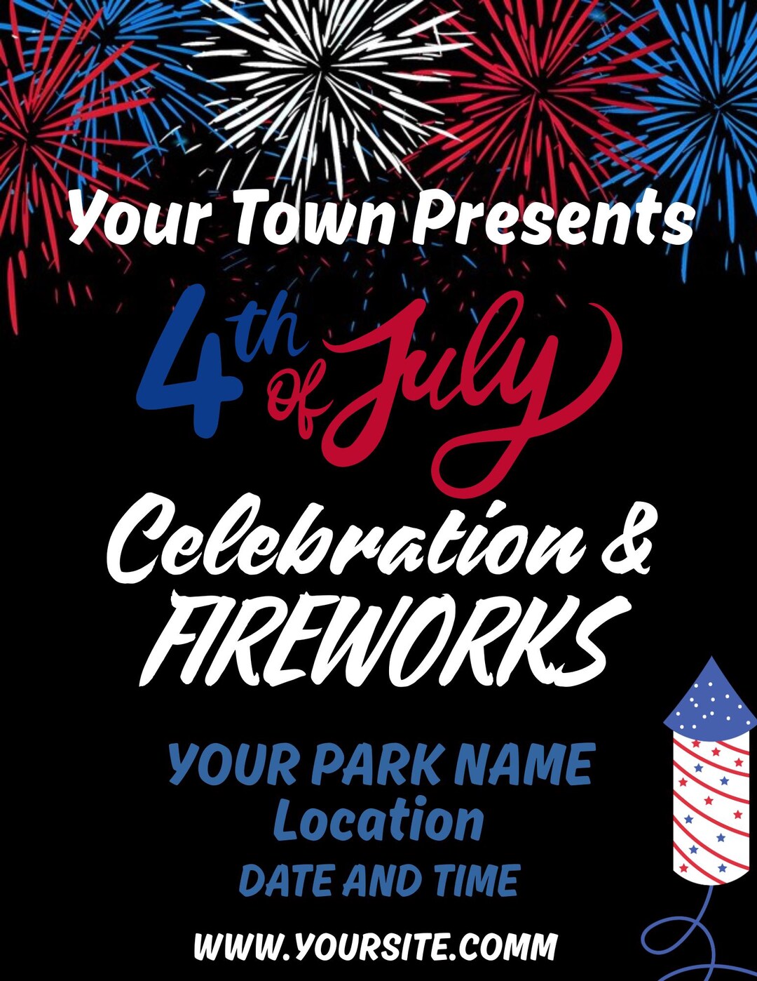 Fourth of July Fireworks Flyer - Etsy