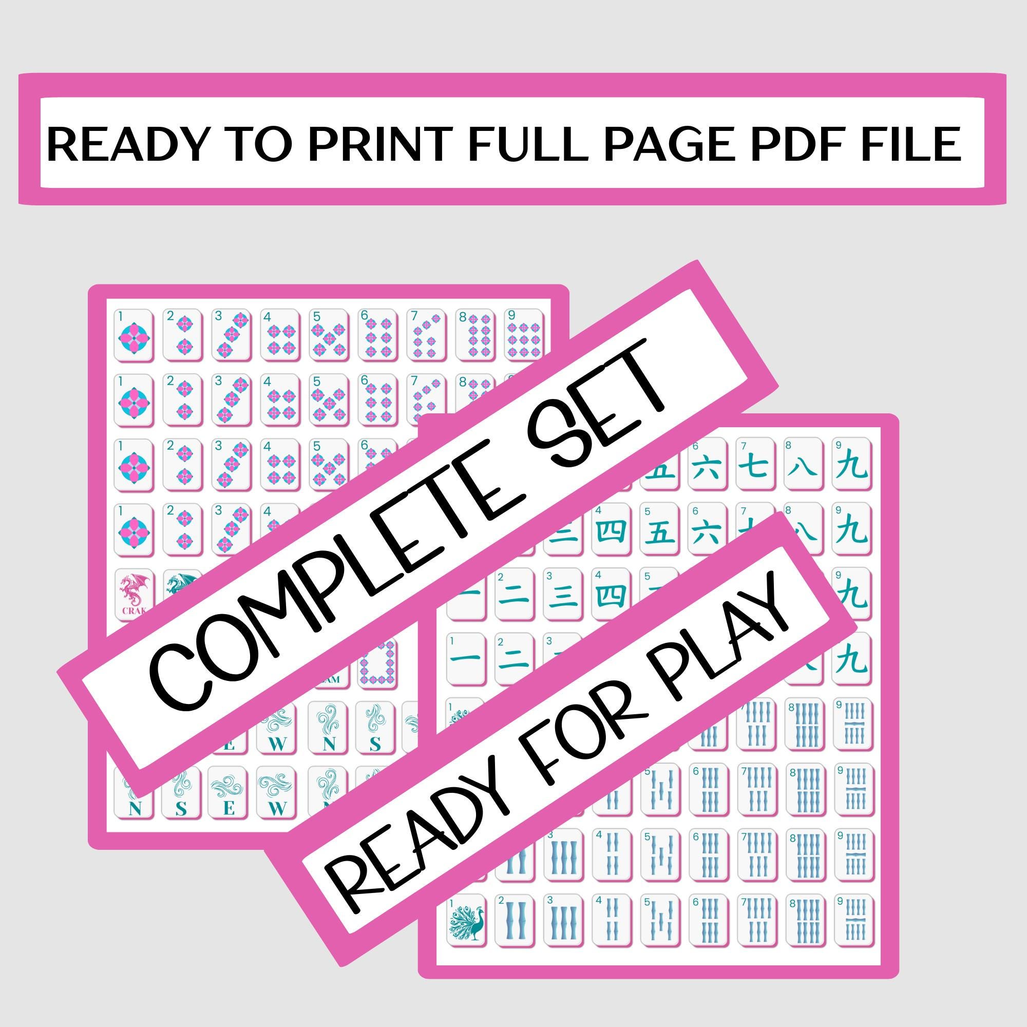 Printable American Mahjong Tile Set: Full Color & B/W (digital Download ...