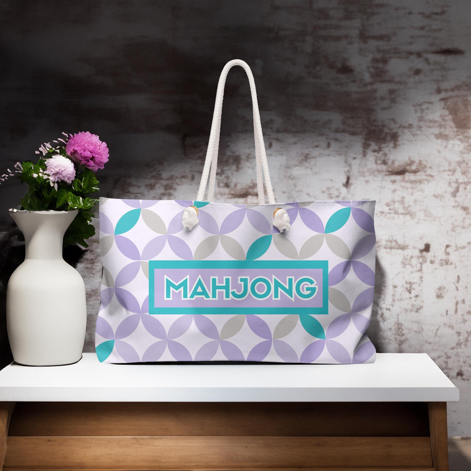 Oversized Mahjong Tote Bag: 100% Spun Polyester, Thick Rope Handles - Etsy